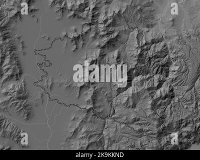 Prilep, municipality of Macedonia. Grayscale elevation map with lakes ...