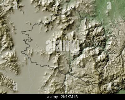 Prilep, municipality of Macedonia. Colored elevation map with lakes and ...
