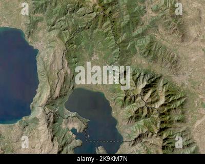 Resen, municipality of Macedonia. Low resolution satellite map. Corner ...
