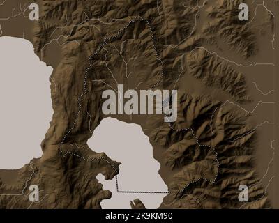 Resen, municipality of Macedonia. Colored elevation map with lakes and ...