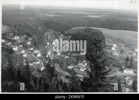 View from Taberg, below the mountain we see Smålands Taberg Stock Photo ...