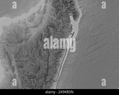 Toamasina, autonomous province of Madagascar. Grayscale elevation map ...