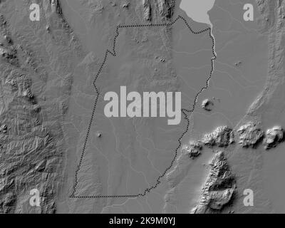 Balaka, district of Malawi. Bilevel elevation map with lakes and rivers ...