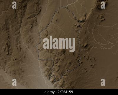 Blantyre, district of Malawi. Colored elevation map with lakes and ...