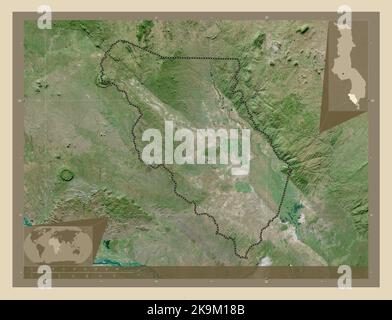 Chikwawa, district of Malawi. High resolution satellite map. Locations ...