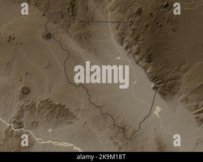Chikwawa, district of Malawi. Colored elevation map with lakes and ...