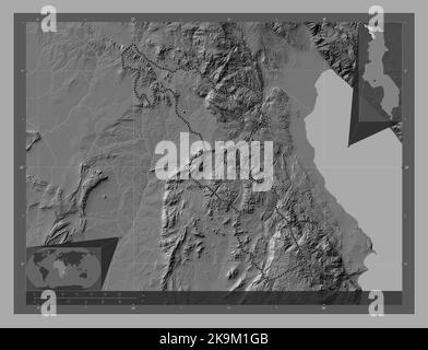 Chitipa, district of Malawi. Bilevel elevation map with lakes and ...
