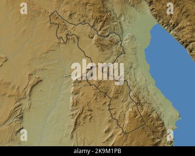 Chitipa, district of Malawi. Colored elevation map with lakes and ...