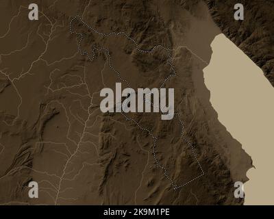 Chitipa, district of Malawi. Colored elevation map with lakes and ...