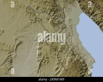 Chitipa, district of Malawi. Colored elevation map with lakes and ...