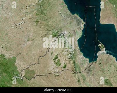 Dedza, district of Malawi. High resolution satellite map. Locations and ...