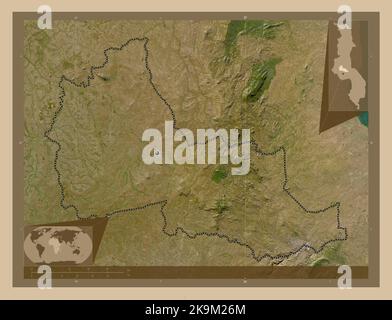 Dowa, district of Malawi. Low resolution satellite map. Corner ...