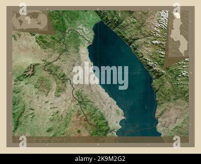 Karonga, district of Malawi. High resolution satellite map. Locations ...