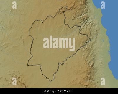 Kasungu, district of Malawi. Colored elevation map with lakes and ...