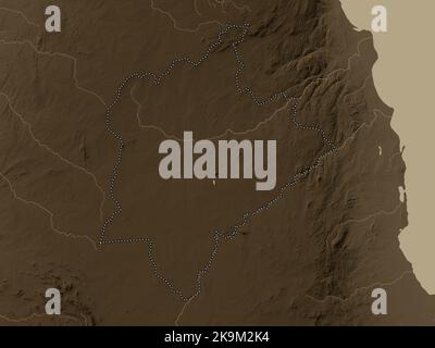 Kasungu, district of Malawi. Colored elevation map with lakes and ...