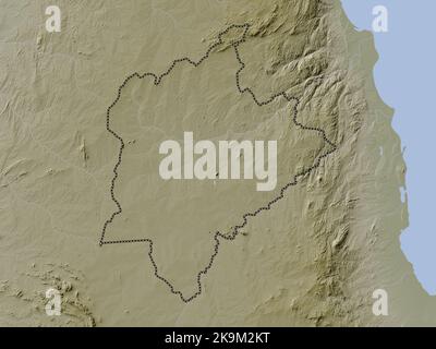 Kasungu, district of Malawi. Colored elevation map with lakes and ...