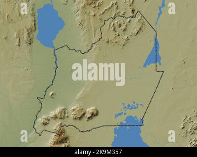 Machinga, district of Malawi. Colored elevation map with lakes and ...