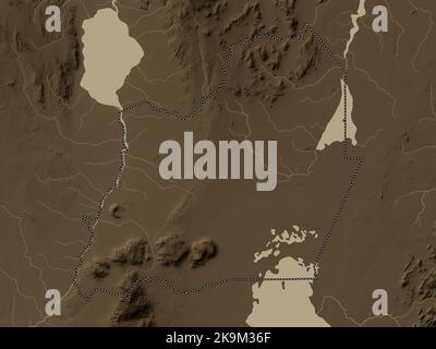 Machinga, district of Malawi. Colored elevation map with lakes and ...