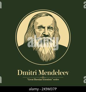 Great russian scientist dmitri mendeleev in his laboratory flat vector ...
