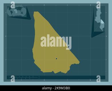 Mangochi, district of Malawi. Solid color shape. Corner auxiliary ...