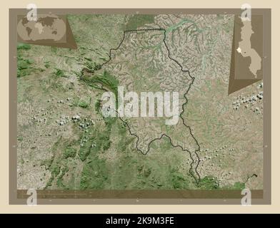 Mchinji, district of Malawi. High resolution satellite map. Locations ...