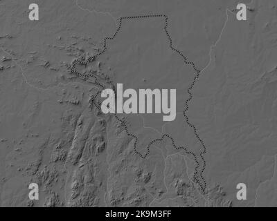 Mchinji, district of Malawi. Elevation map colored in wiki style with ...