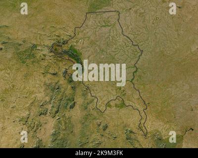 Mchinji, district of Malawi. Low resolution satellite map. Locations of ...