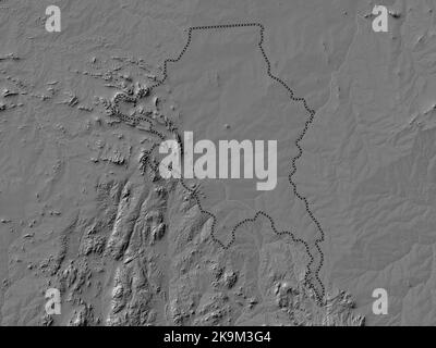 Mchinji, district of Malawi. Bilevel elevation map with lakes and ...