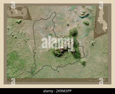 Mulanje, district of Malawi. High resolution satellite map. Corner ...