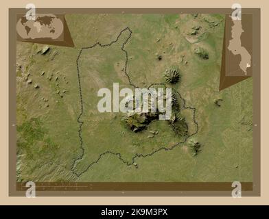 Mulanje, district of Malawi. Low resolution satellite map. Locations ...