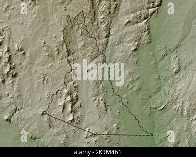 Mwanza, district of Malawi. Colored elevation map with lakes and rivers ...