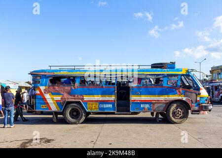 A rundown local bus at a transport terminal in Biliran, Philippines ...