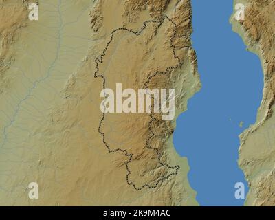 Mzimba, district of Malawi. Elevation map colored in sepia tones with ...