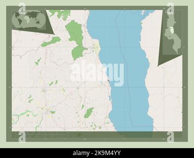 Nkhotakota, district of Malawi. Open Street Map. Locations of major ...