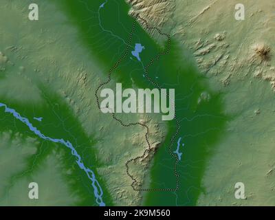 Nsanje, district of Malawi. Elevation map colored in wiki style with ...