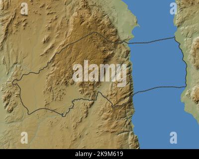 Rumphi, district of Malawi. Elevation map colored in sepia tones with ...
