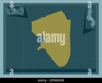 Salima, district of Malawi. Solid color shape. Locations and names of ...
