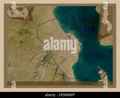 Salima, district of Malawi. Low resolution satellite map. Locations of ...