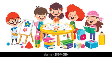 Happy Kid Studying And Learning Stock Vector Image & Art - Alamy