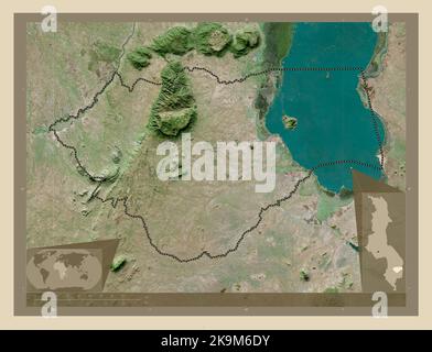 Zomba, district of Malawi. High resolution satellite map. Corner ...