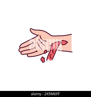 Arterial bleeding from hand color line icon. Injuries concept Stock ...