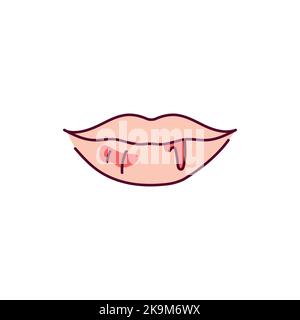 Bleeding from lips color line icon. Injuries concept Stock Vector Image ...