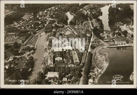 Aerial photo over Motala Workshop on Kvarnön in Motala. To the left of ...