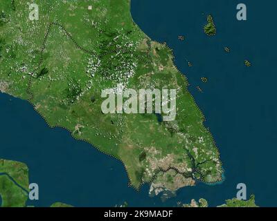 Johor, state of Malaysia. High resolution satellite map. Locations and ...