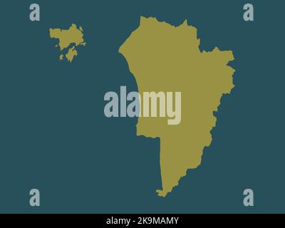 Kedah, state of Malaysia. Solid color shape. Locations and names of ...