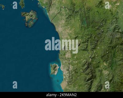 Kedah, state of Malaysia. Low resolution satellite map. Locations and ...