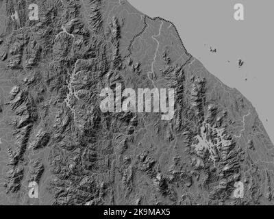 Kelantan, state of Malaysia. Elevation map colored in wiki style with ...