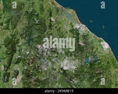 Kelantan, state of Malaysia. High resolution satellite map. Locations ...