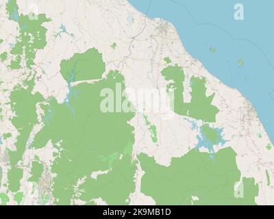 Kelantan, state of Malaysia. Open Street Map. Locations and names of ...