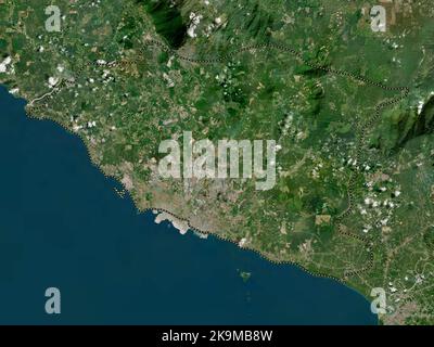 Melaka, state of Malaysia. High resolution satellite map. Locations and ...
